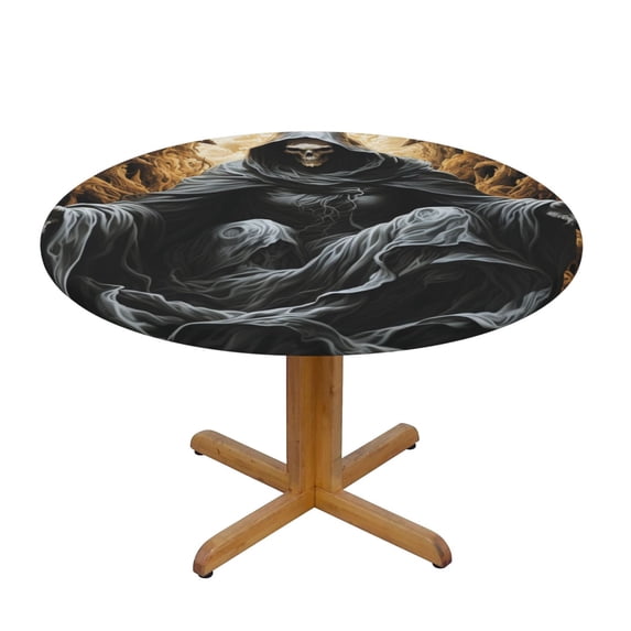 Angel Grim Reaper Skeleton Skull Art Fitted Round Tablecloth 120cm with ...