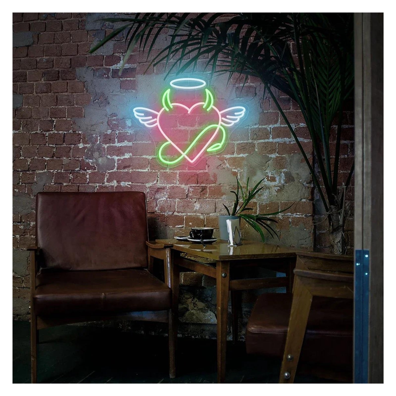 Angel Heart Neon Sign USB Powered Adjustable Brightness Heart Love Neon ...