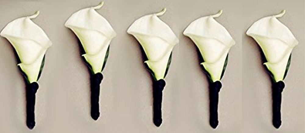 Angel Isabella 5pc Boutonnieres - Real Touch Calla Lily with Black ...