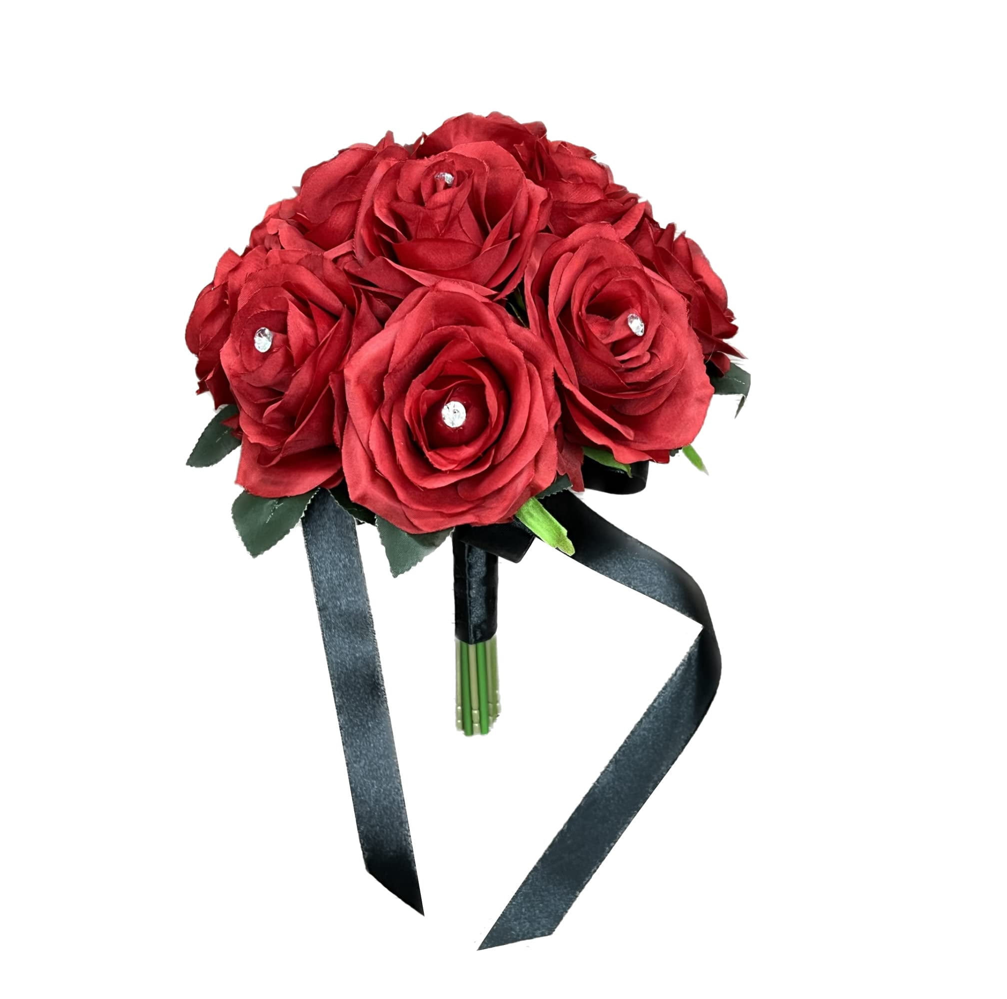 Angel Isabella 8" Wedding Bouquet - Apple Red Open Roses with ...