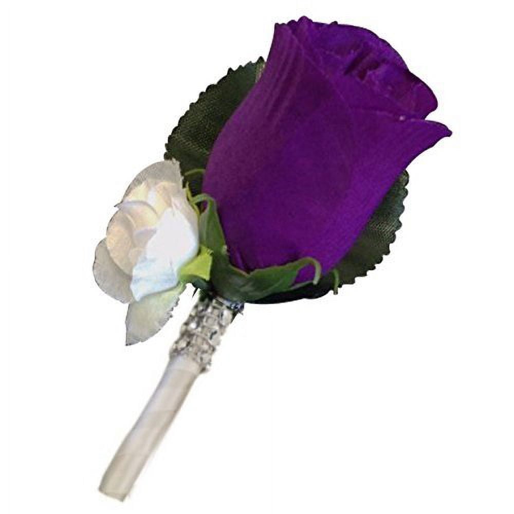 Angel Isabella Boutonniere - Purple Rosebud with Mini White Flower ...