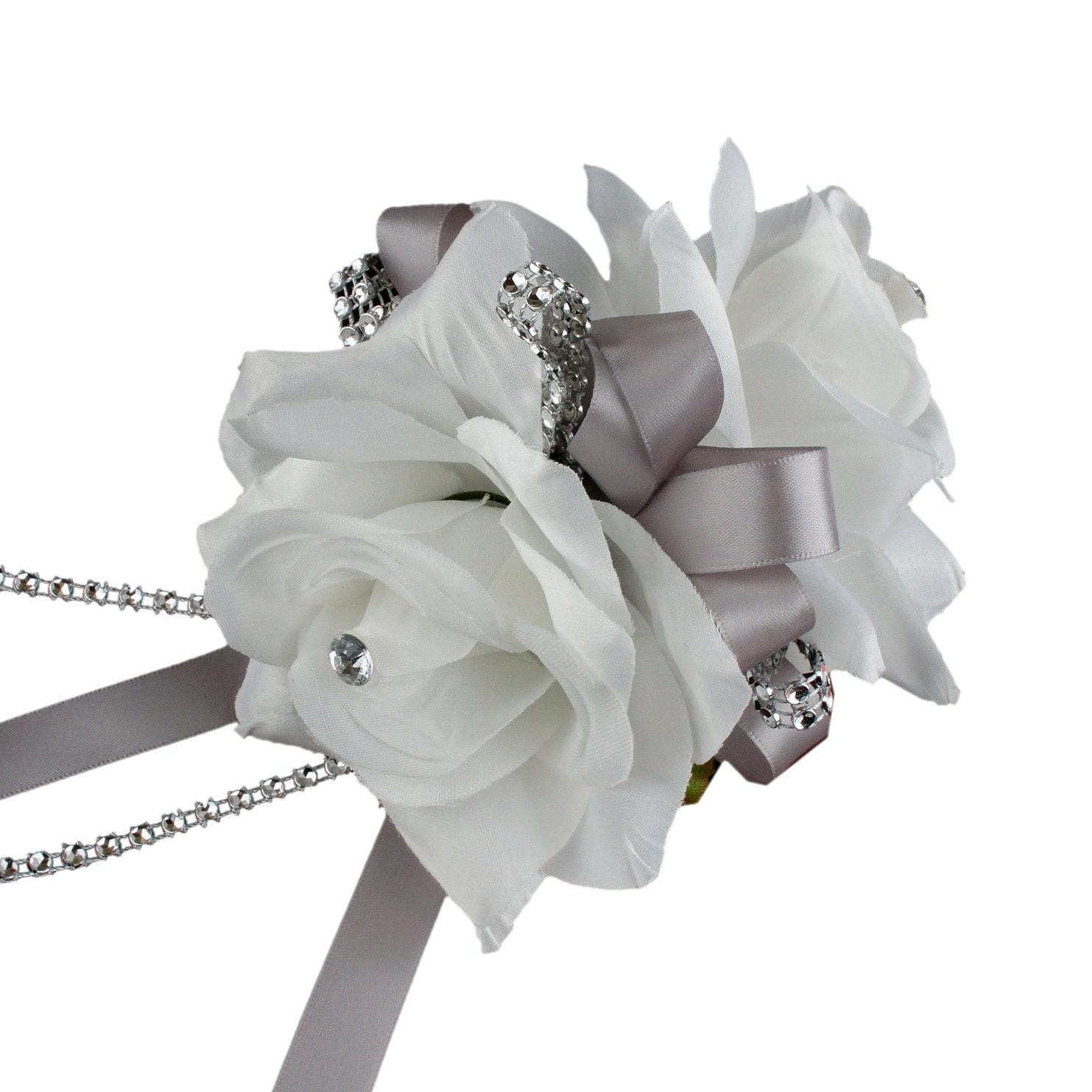 Angel Isabella Double White Roses Wrist Corsage for Prom, Party ...