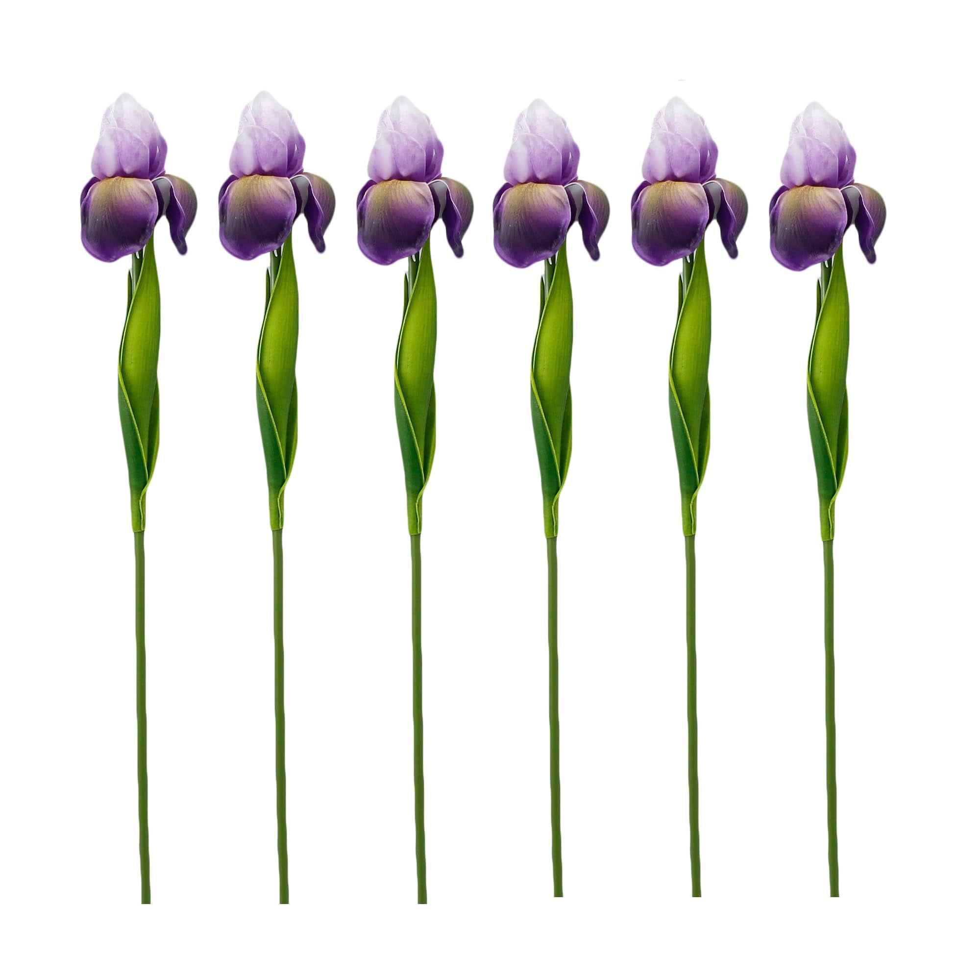 Angel Isabella Pack of 6-Real Touch 18" Bearded Iris Artificial Flowers ...