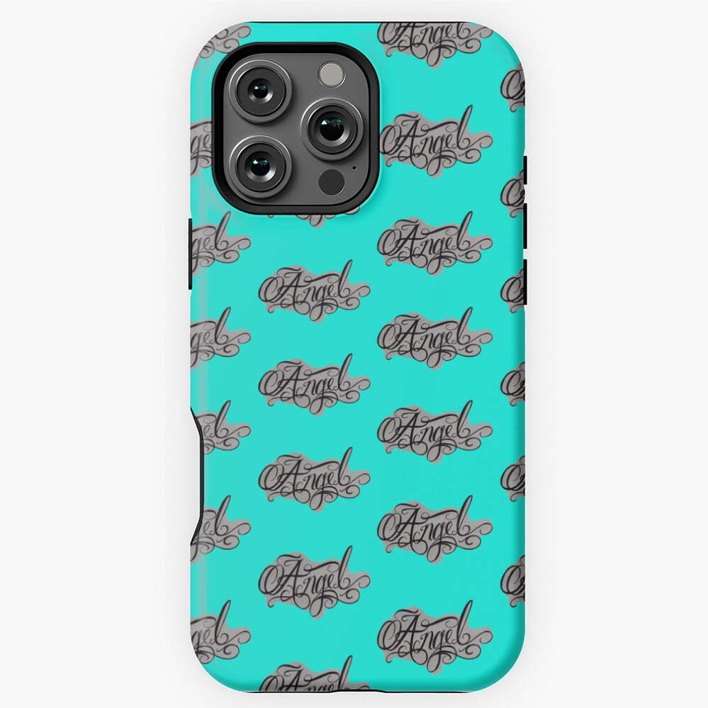 Angel Lettering Drawing Aesthetic Phone Case for iPhone 16 15 14 13 12 ...