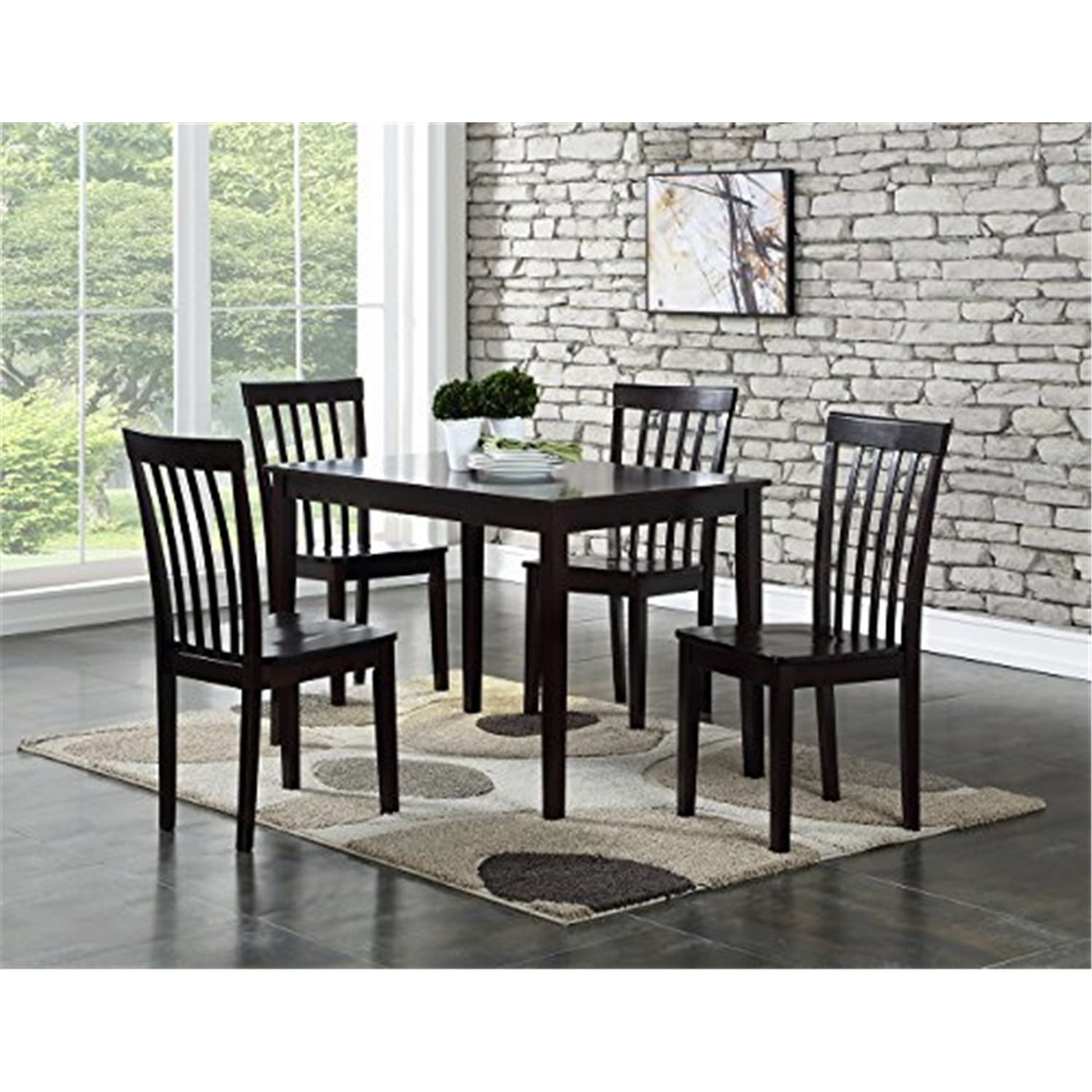 Angel Line 5-piece Kayla dining set with 1 table and 4 chairs, espresso ...