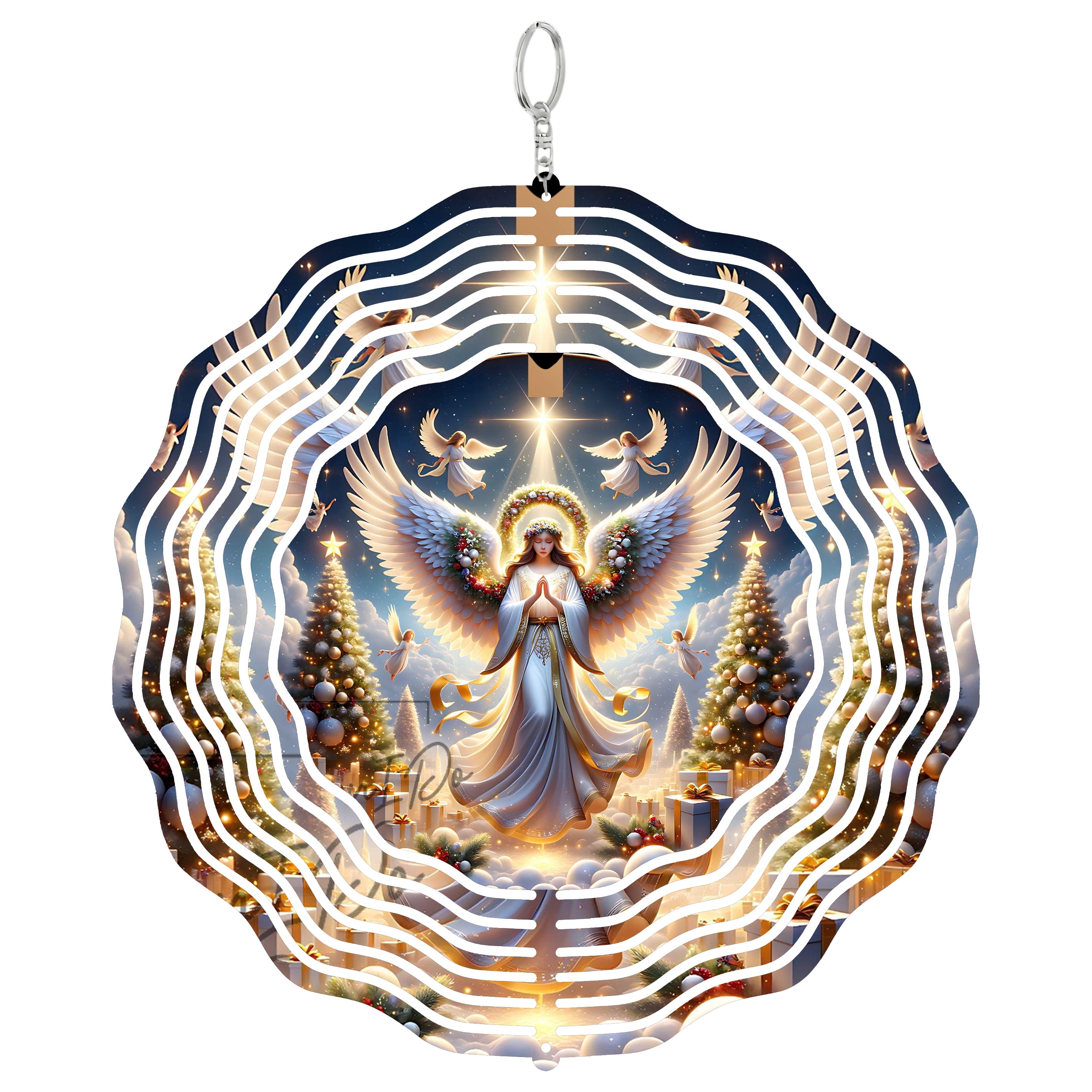 Angel Nativity Christmas 3D Wind Spinner Kinetic Christian Hanging Yard ...