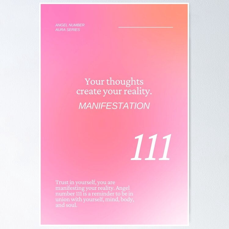 Angel Number 111 Pink Aura UNFRAMED Poster, 18x24 - Walmart.com