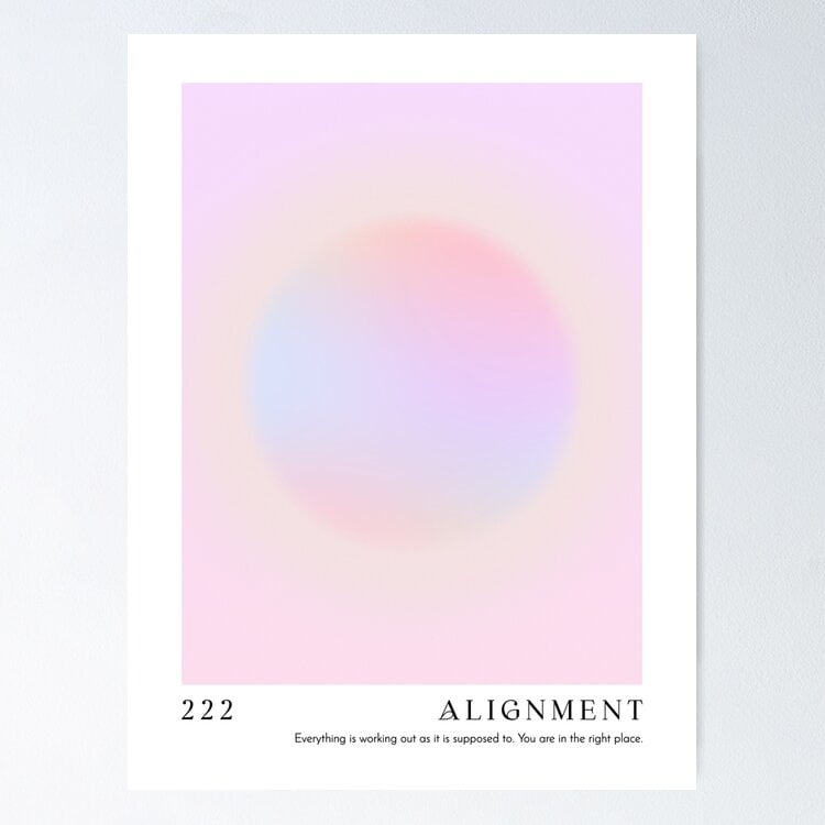 Angel Number 222 - Alignment - Pastel Aura UNFRAMED Poster, 24x36 ...