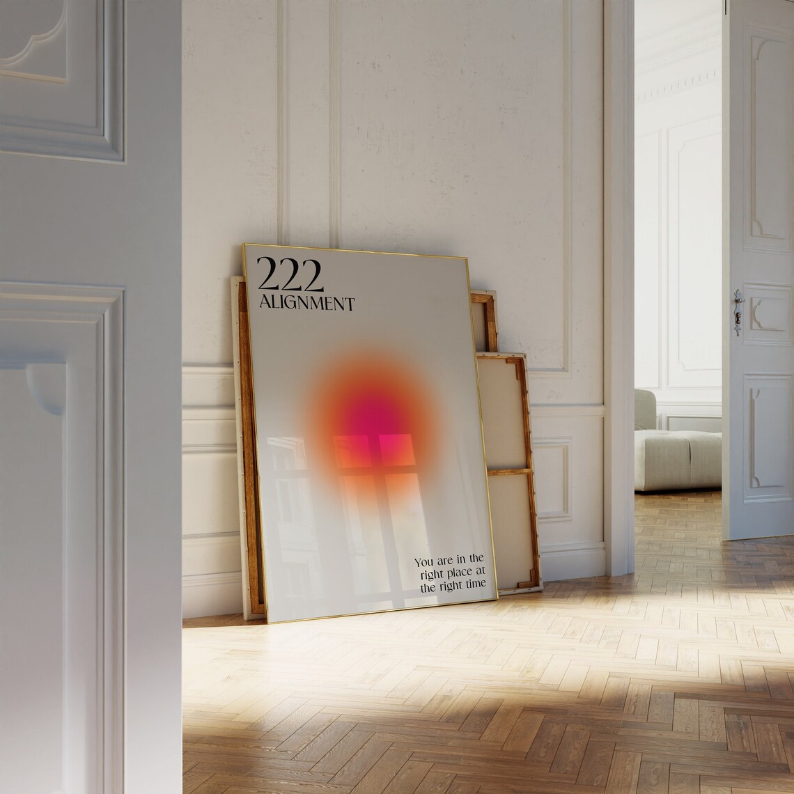 Angel Number 222 Print Poster Orange Gradient Aura Poster Trendy Wall ...