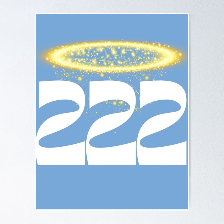 Angel Number 222 - White Numbers With A Gold Halo Poster- Unframed ...