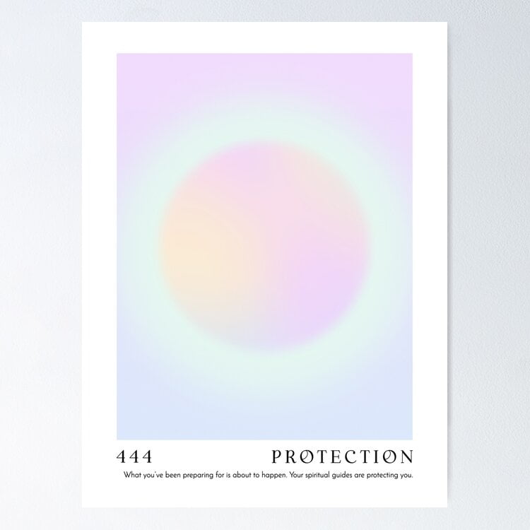 Angel Number 444 - Protection - Pastel Aura Gradient UNFRAMED Poster ...
