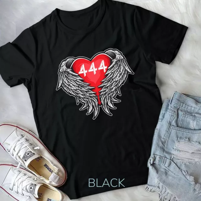 Angel Number 444 With Heart And Wings Of Angel Unisex T-Shirt Unisex S ...