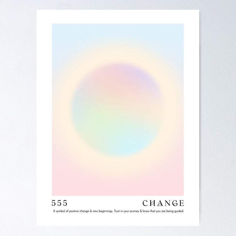 Angel Number 555 - Change - Pastel Aura Gradient UNFRAMED Poster, 24x36 ...