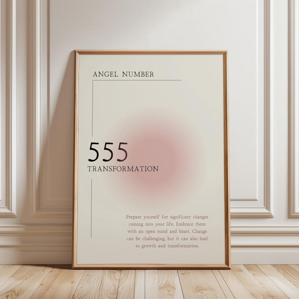 Angel Number 555 Minimalist Dusty Rose Numerology Aura Gradient Wall ...