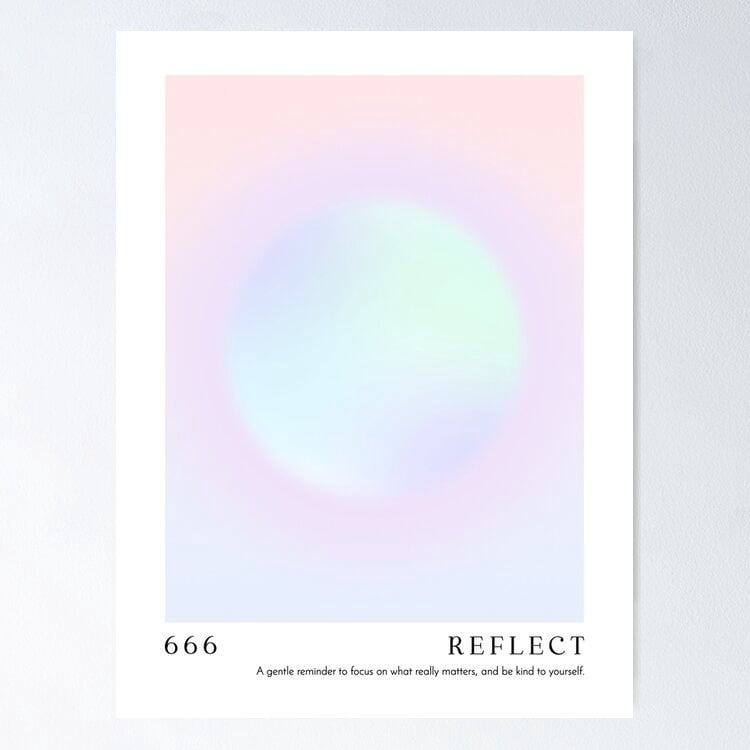 Angel Number 666 - Reflect - Pastel Aura Gradient UNFRAMED Poster, 8x12 ...