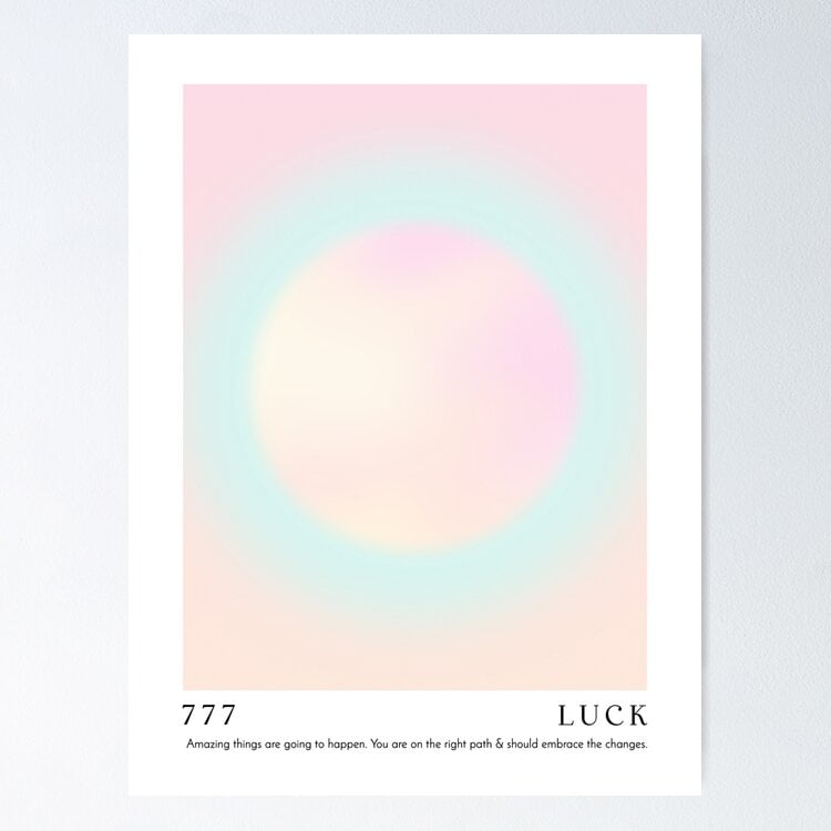 Angel Number 777 - Luck - Pastel Aura Gradient UNFRAMED Poster, 18x24 ...
