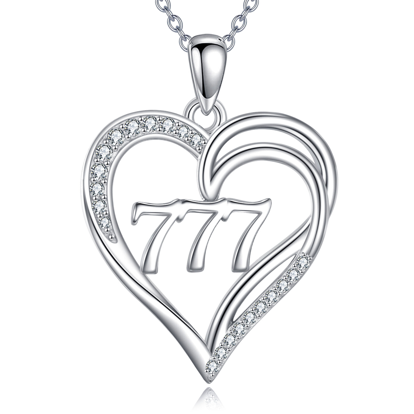 Angel Number 777 Necklace 925 Sterling Silver Heart Angel Numbers ...