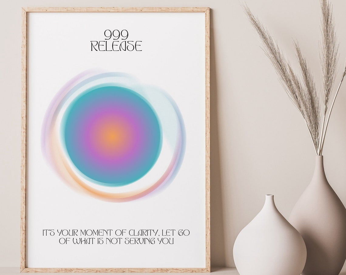 Angel Number 999 Gradient Print - Aura Energy Gradient, Release ...