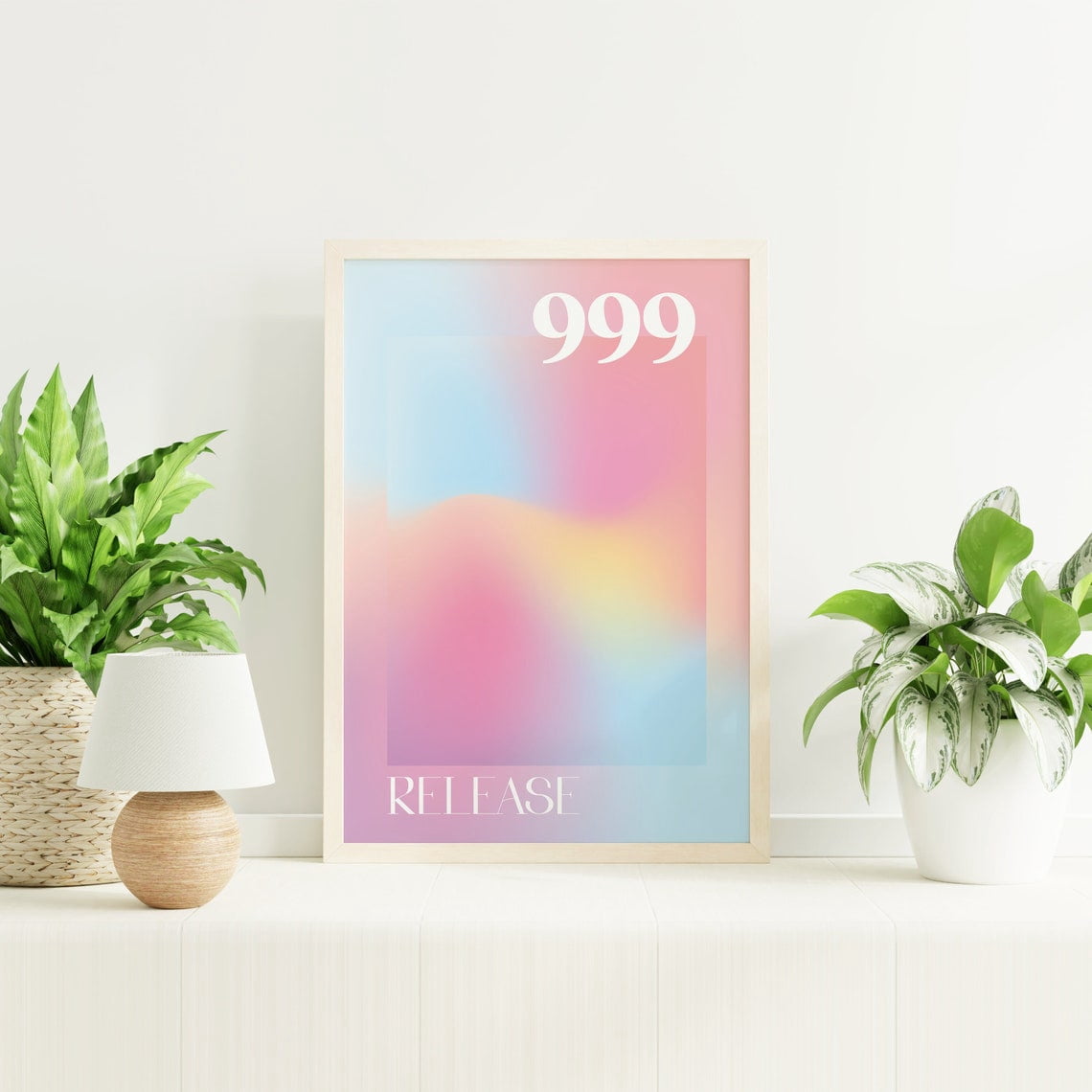 Angel Number 999 Release Poster Spiritual Manifestation Gradient Aura ...