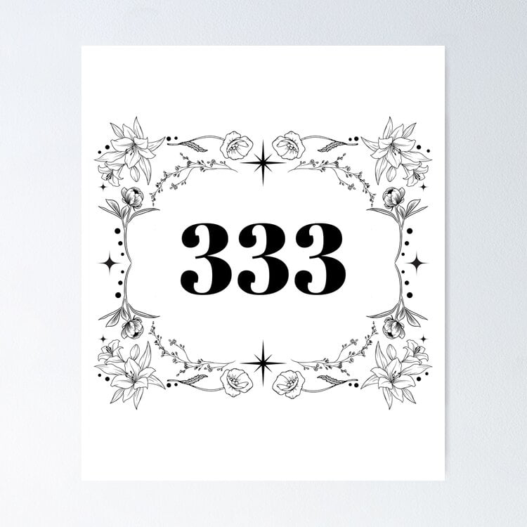 Angel Numbers 333 Floral Poster- Unframed Poster | Wall Art | Perfect ...