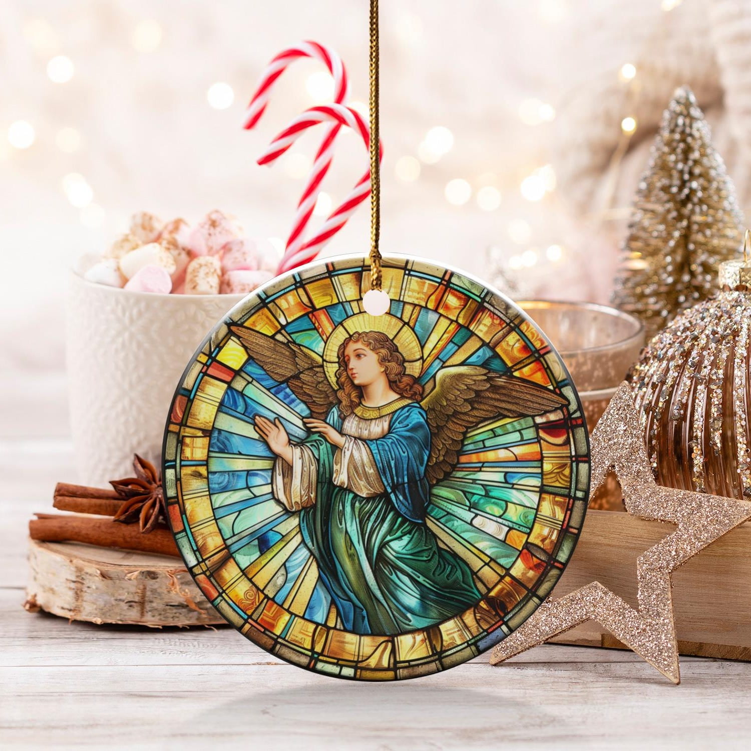 Angel Ornament, Religious Art, Angelic Gift, Colorful Ornament ...