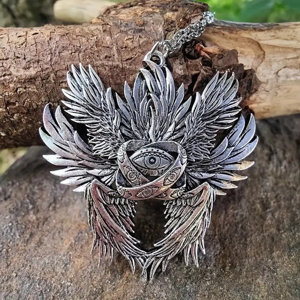 Angel Pendant Necklace Biblically Accurate Design Silver Chain Enoch ...