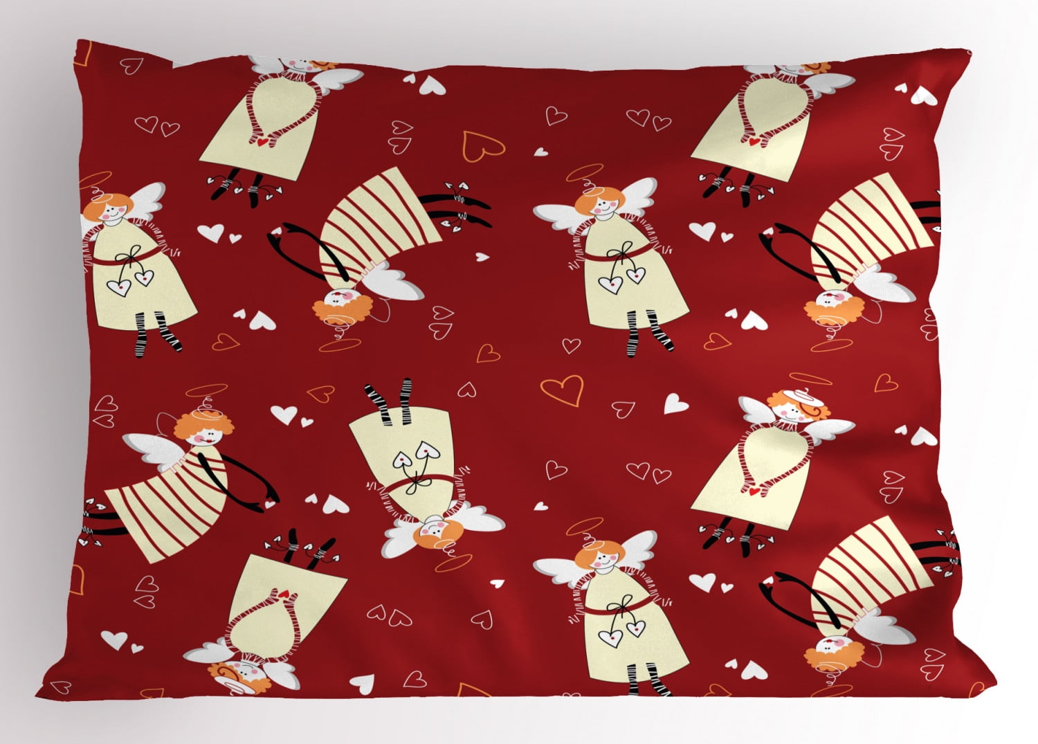 Angel Pillow Sham Christmas Comic Angels with Hearts Mythological ...