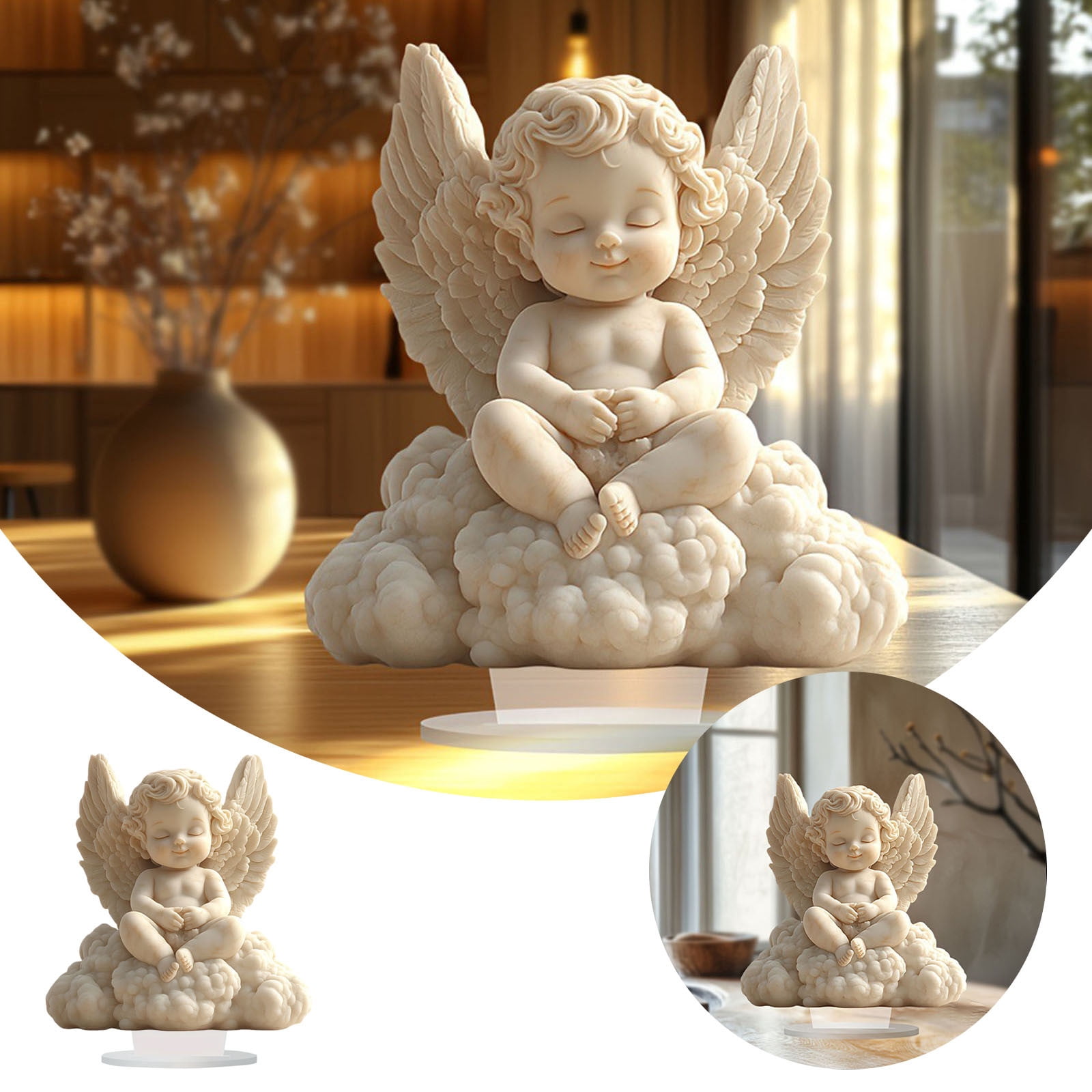 Angel Porcelain Doll Acrylic Angel Statue Living Room Bedroom Desktop ...