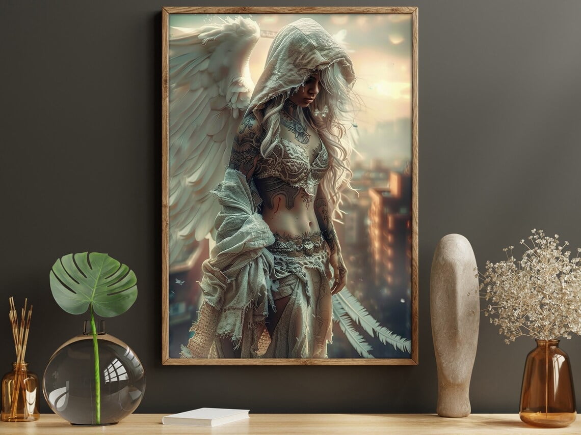 Angel Poster, Inspirational Faith Wall Art, Religious Mythology Print ...