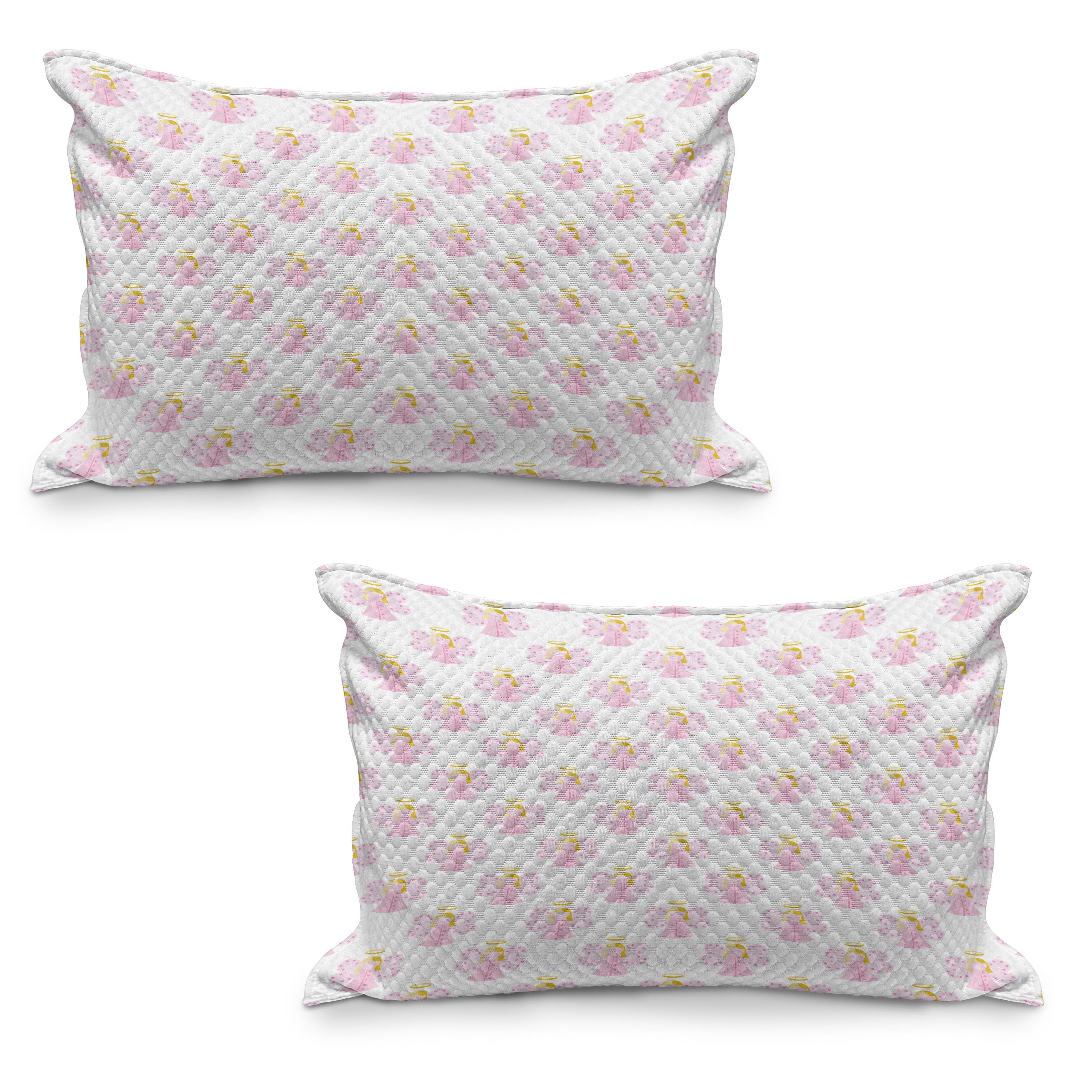 Angel Quilted Pillowcover Set of 2, Angels Wing Girl with Halo Surreal ...