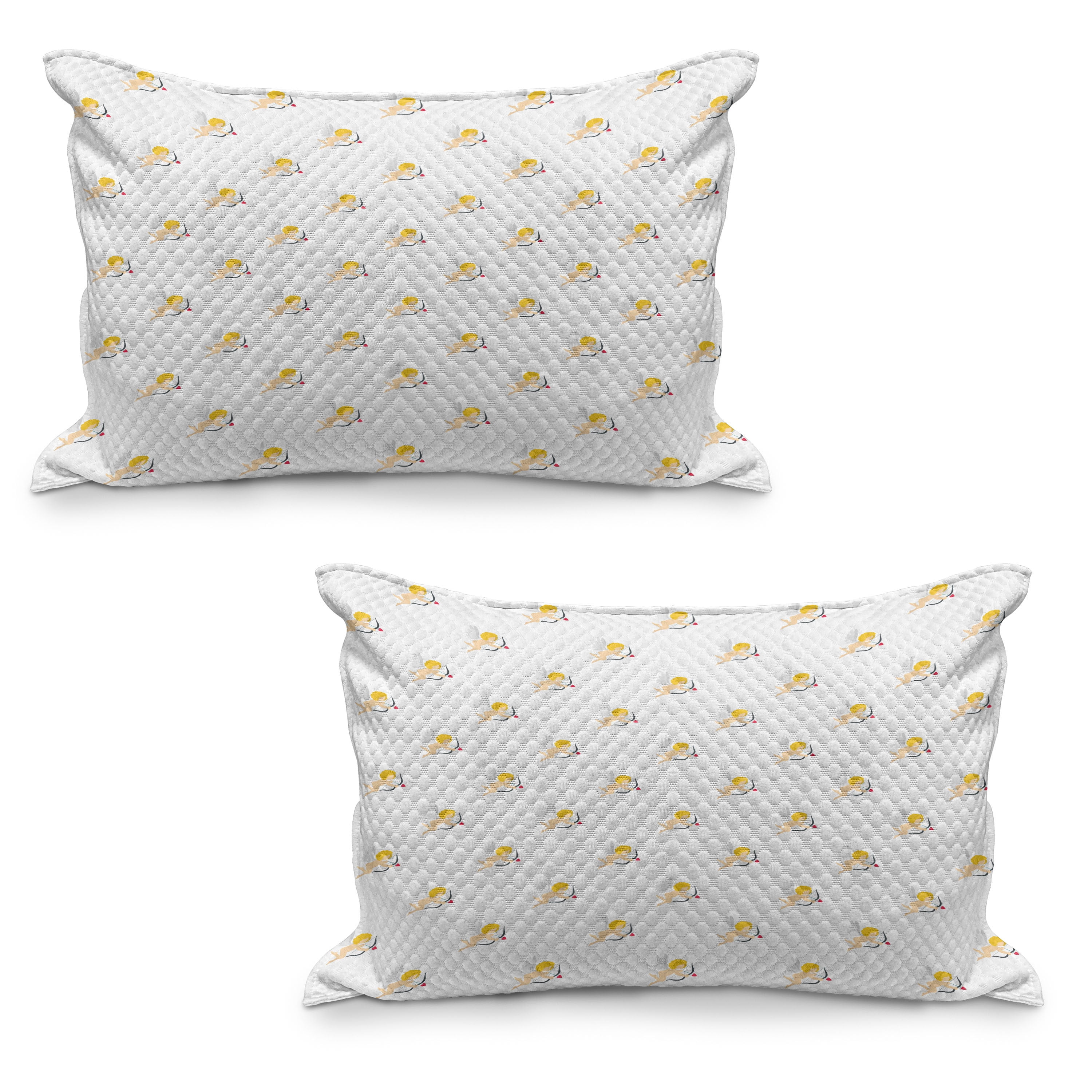 Angel Quilted Pillowcover Set of 2, Cupid Pattern Amour Love Arrow ...