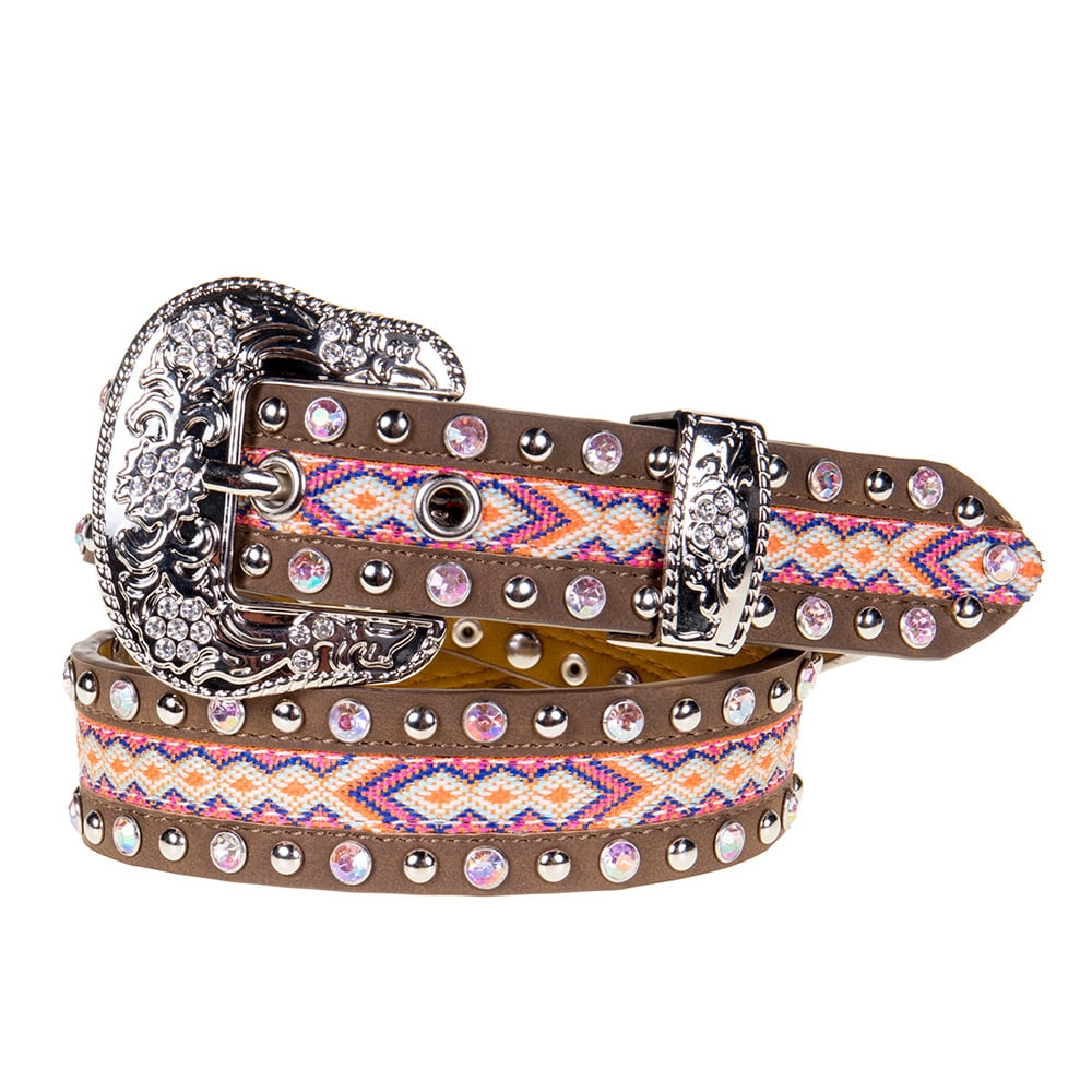 Angel Ranch Boys Girls Brown Belt w/Silver/ Studs L Pink - Walmart.com