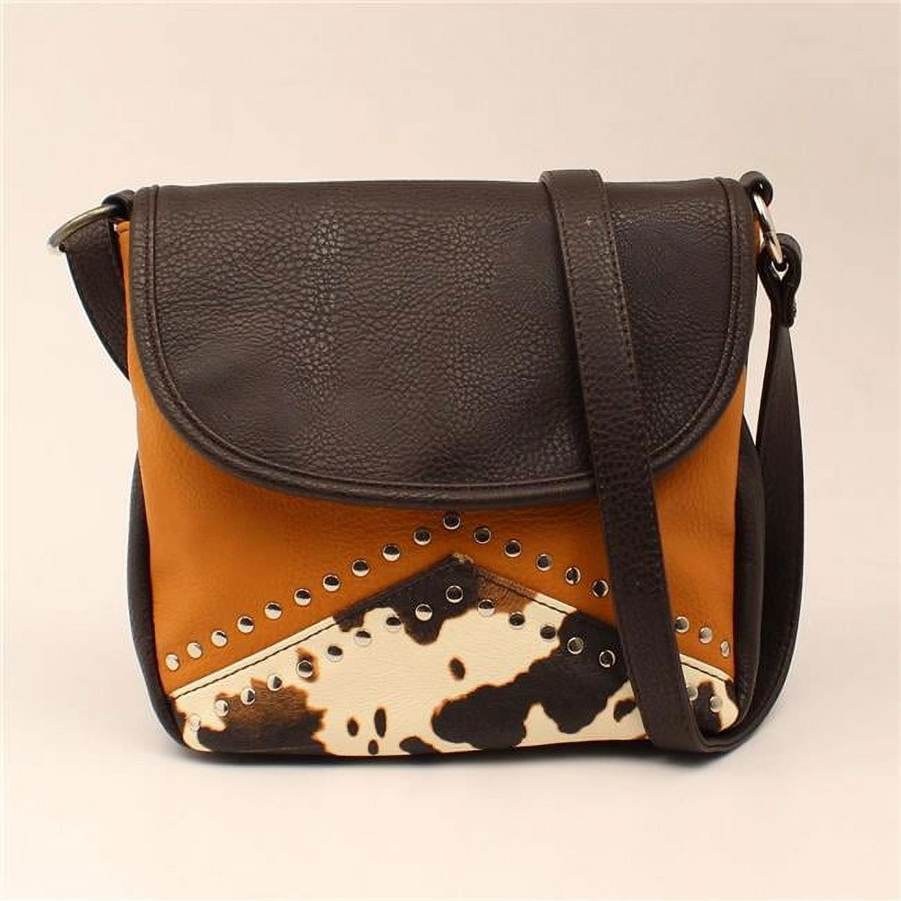 Angel Ranch DHB1057 Light Dark Brown Faux Leather Cow Print Overlay ...