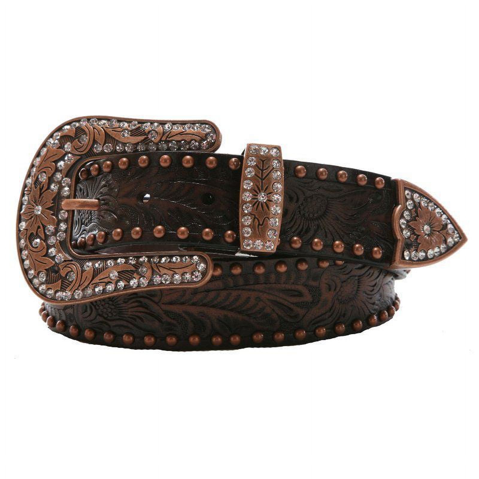 Angel Ranch Womens Angel Ranch 1 1/2 Floral withAccents Belt S Brown ...