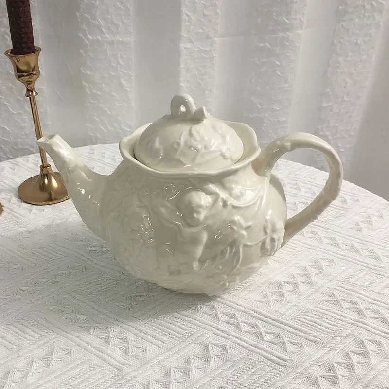 Angel Relief Retro Ceramic Teapot Tea Set Afternoon Tea Coffee Cup ...