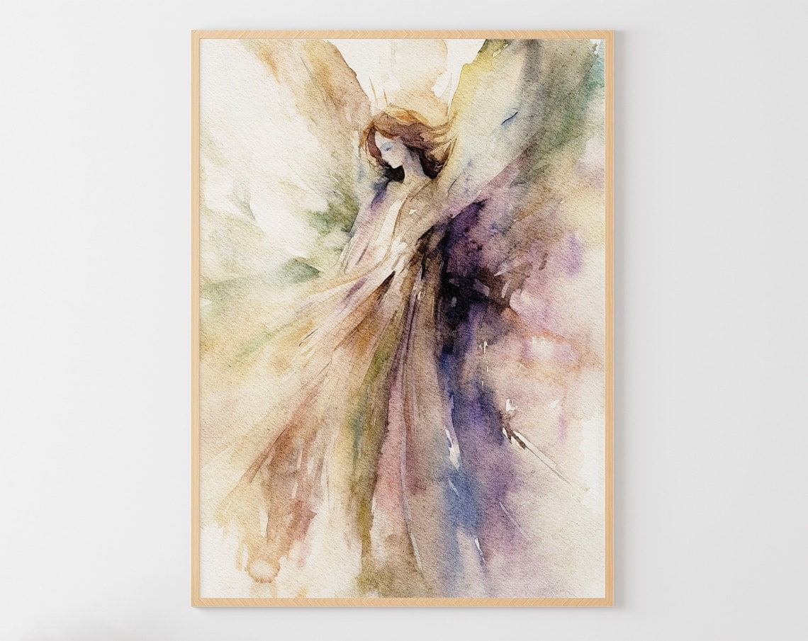 Angel Religious Wall Art Guardian Angel Art Poster Abstract Neutral ...
