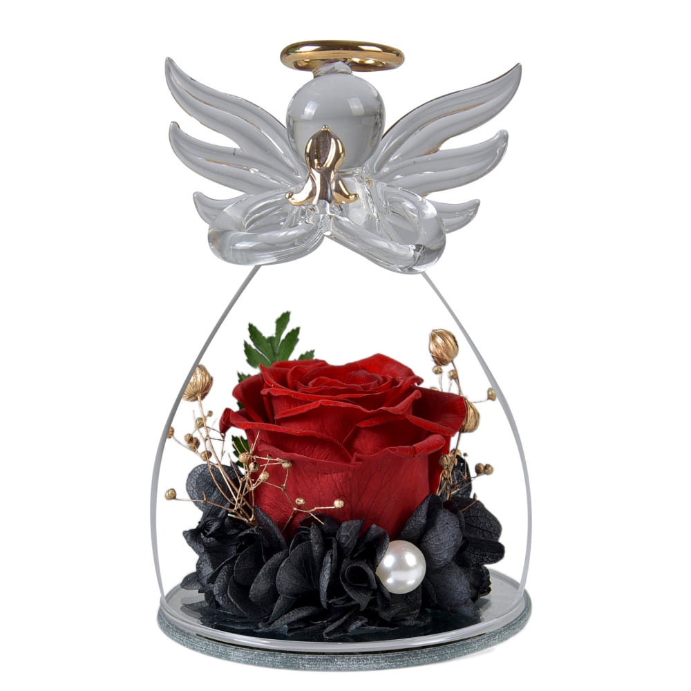 Angel Rose Figurines Angel Gifts for Women,Preserved Real Rose Glass ...