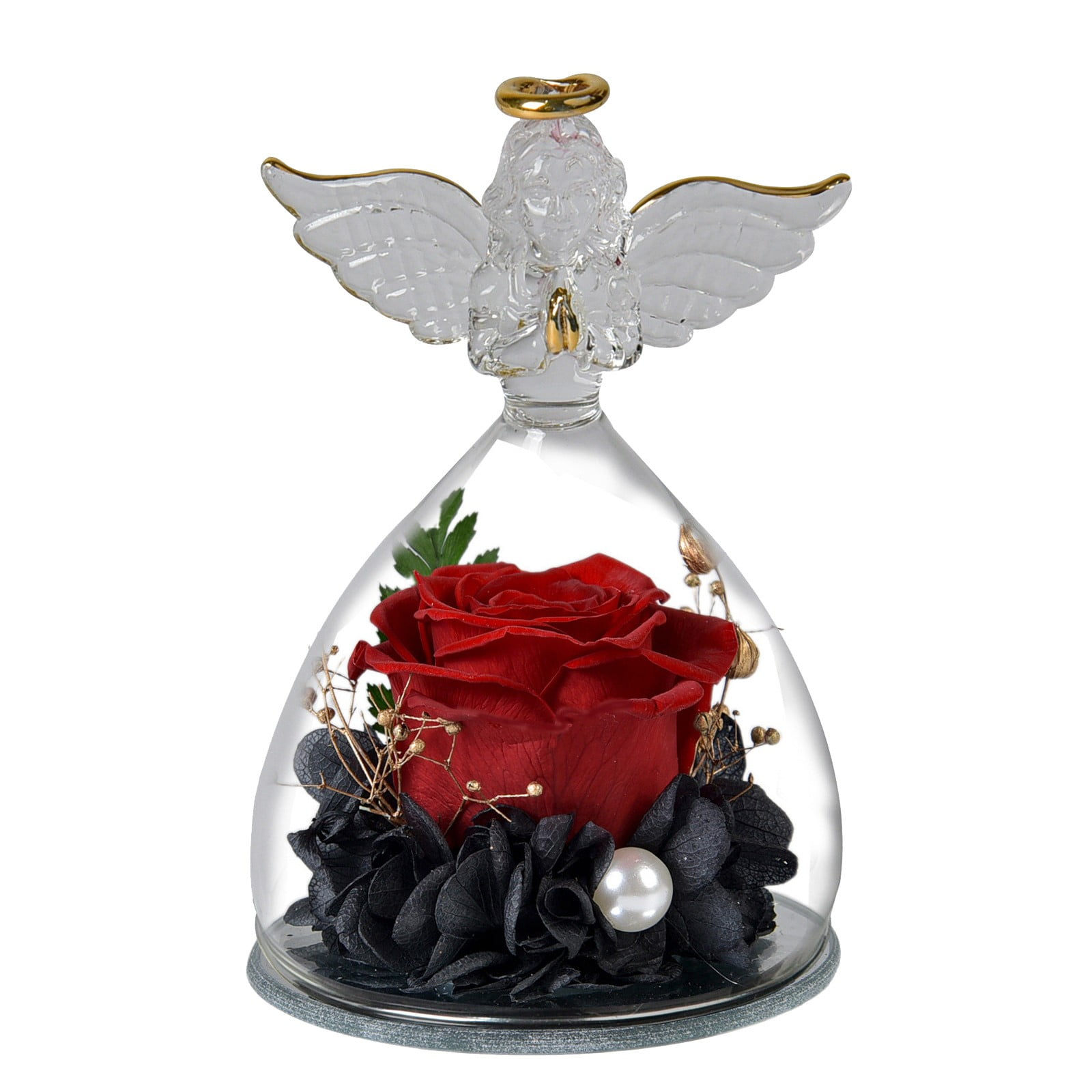 Angel Rose Figurines, Ongmies Rose Statue - Genuine Glass Rose, Perfect ...