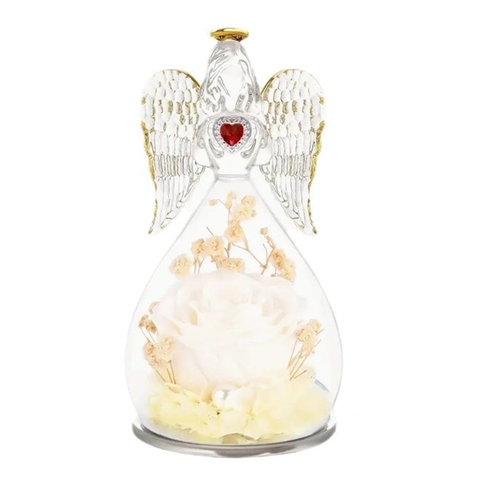 Angel Rose Figurines for Women Eternal Real Roses in Glass Dome ...