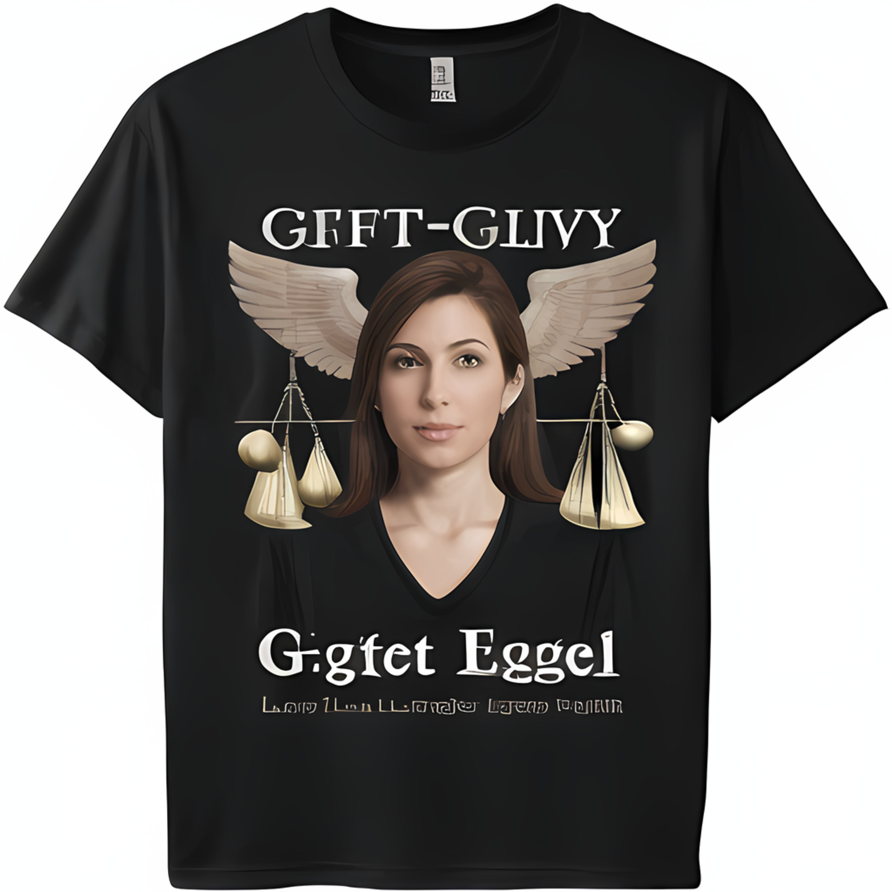 Angel Scales of T-Shirt Anime Style Design with angelic woman holding ...