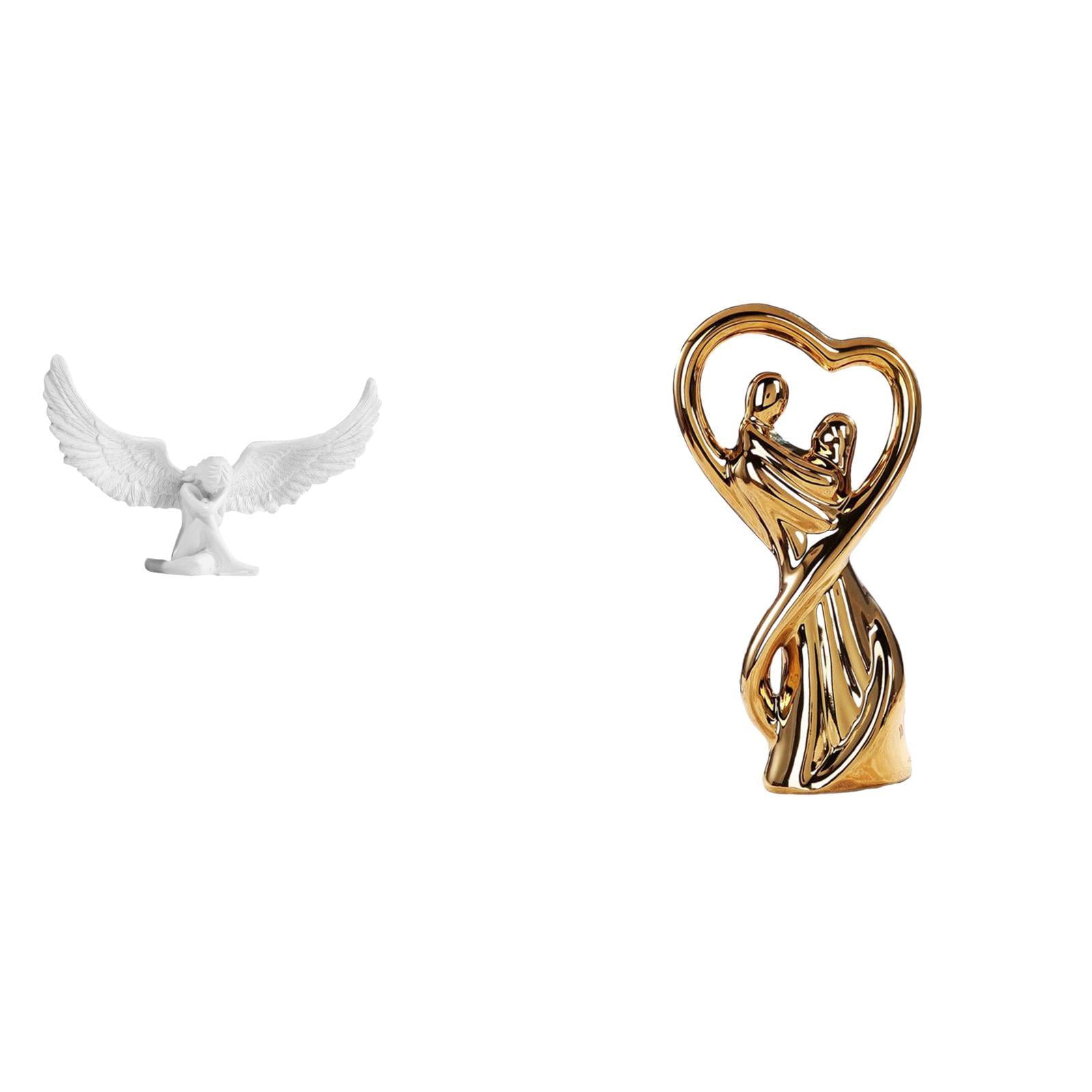 Angel Sculpture Couple Figurine Wing Resin Material Artistic Decor for ...