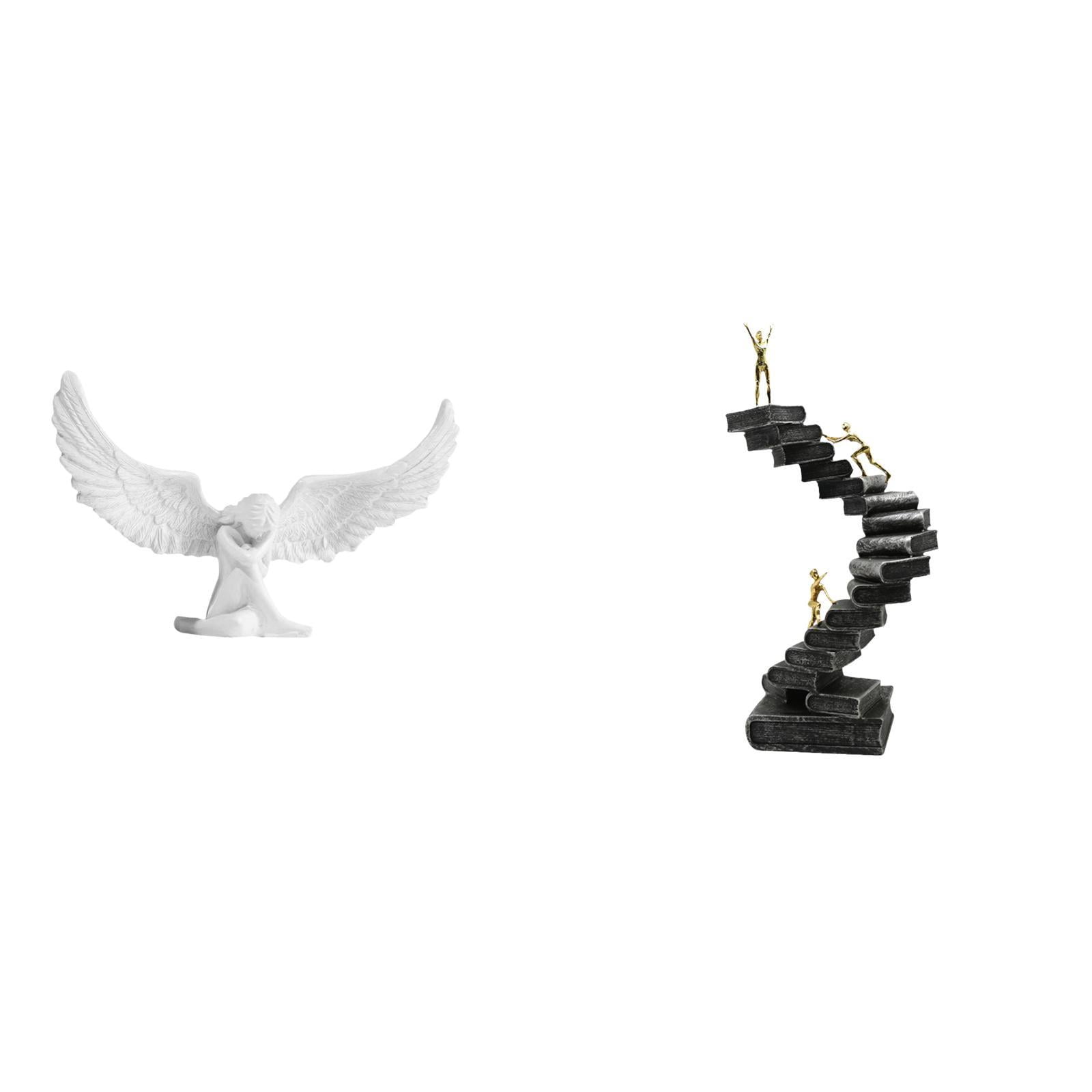 Angel Sculpture Ladder Statue Book Stairs Resin Handicraft for Home ...