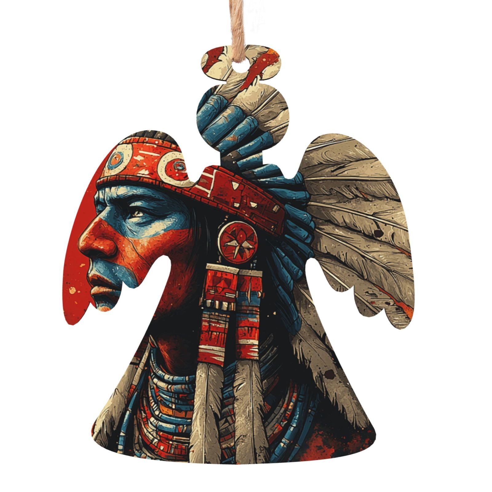 Angel Shape Christmas Tree Decoration Wooden Xmas Hanging Ornaments 6 ...