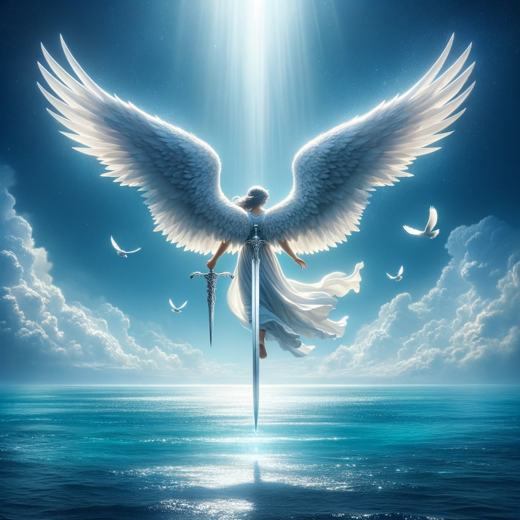 Angel with Silver Sword and White Wings 500 Piece Wooden Jigsaw Puzzle ...