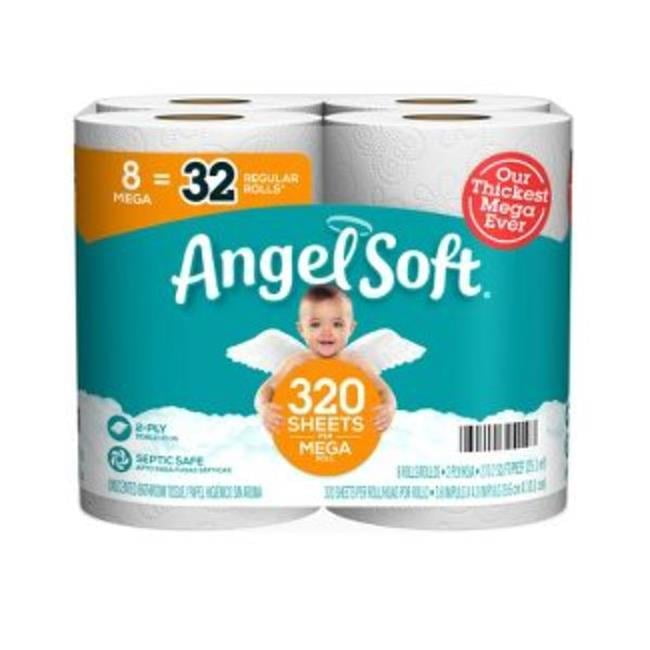Angel Soft 79414 2-Ply Bath Tissue, 320 Sheets Per Mega Roll, 8-Roll ...