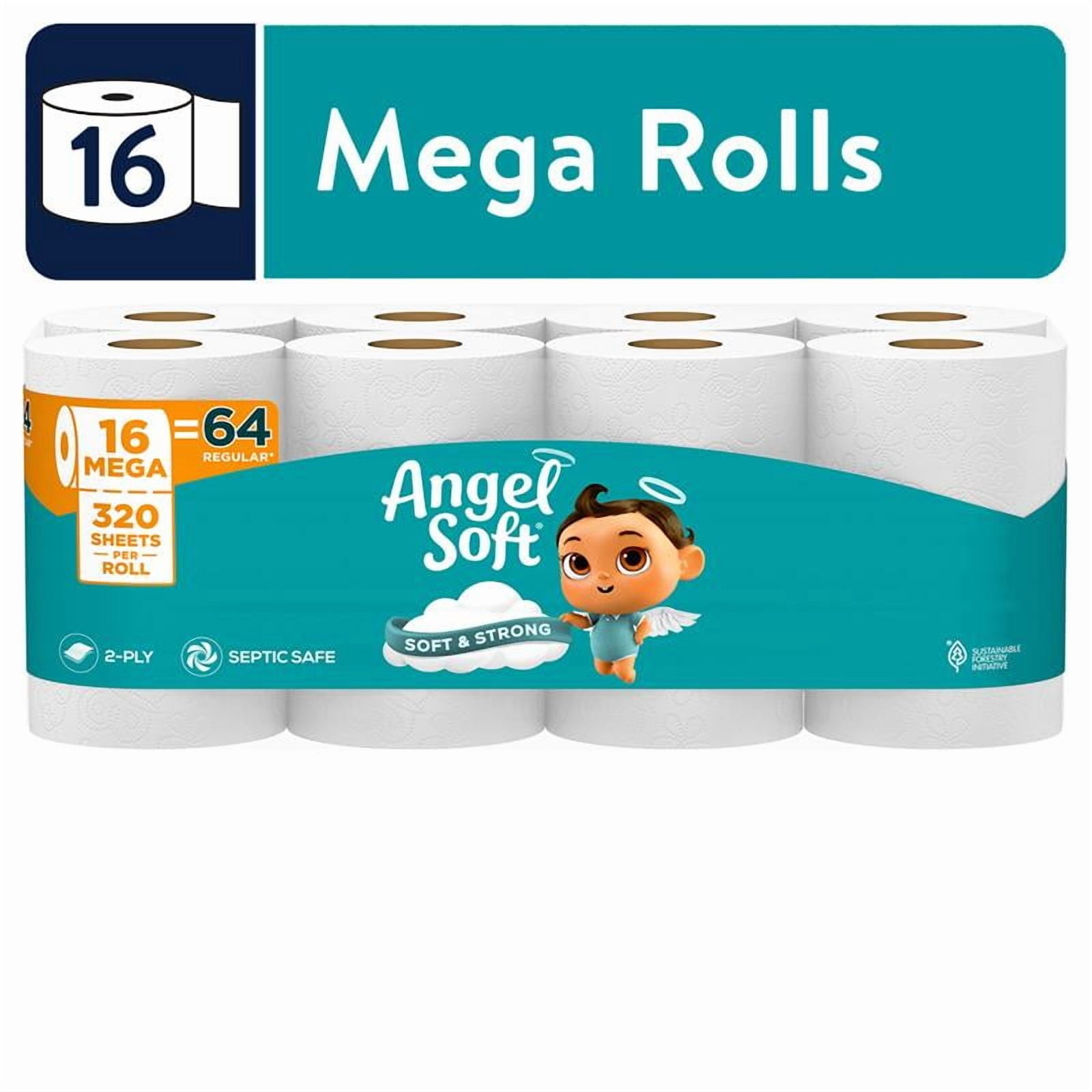 Angel Soft Mega Roll 2-Ply Bathroom Tissue, 320 Sheets/Roll, 16 Rolls ...