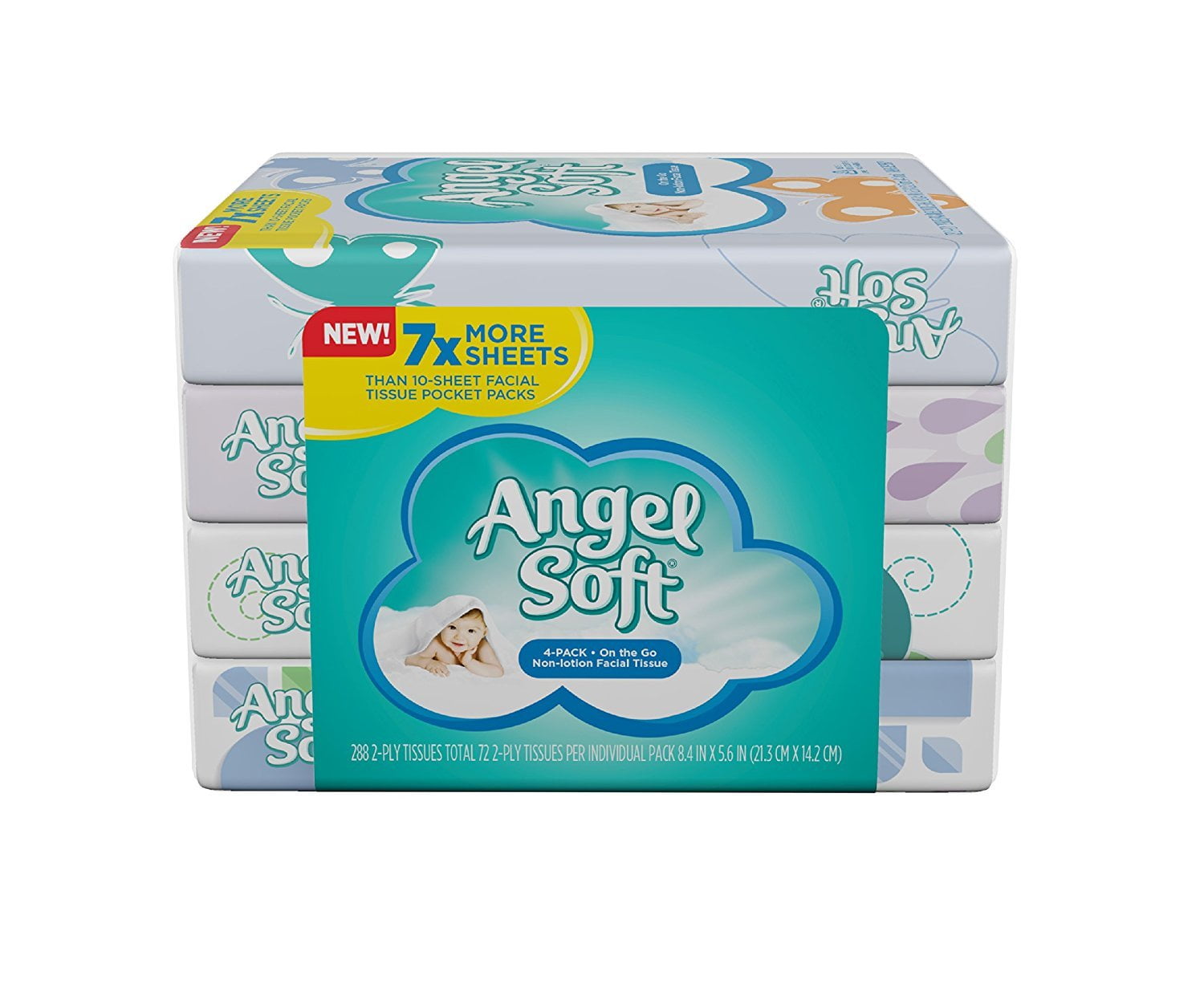 Angel Soft On The Go Soft Pack Facial Tissue, 4-Pack, White, 72ct. each ...