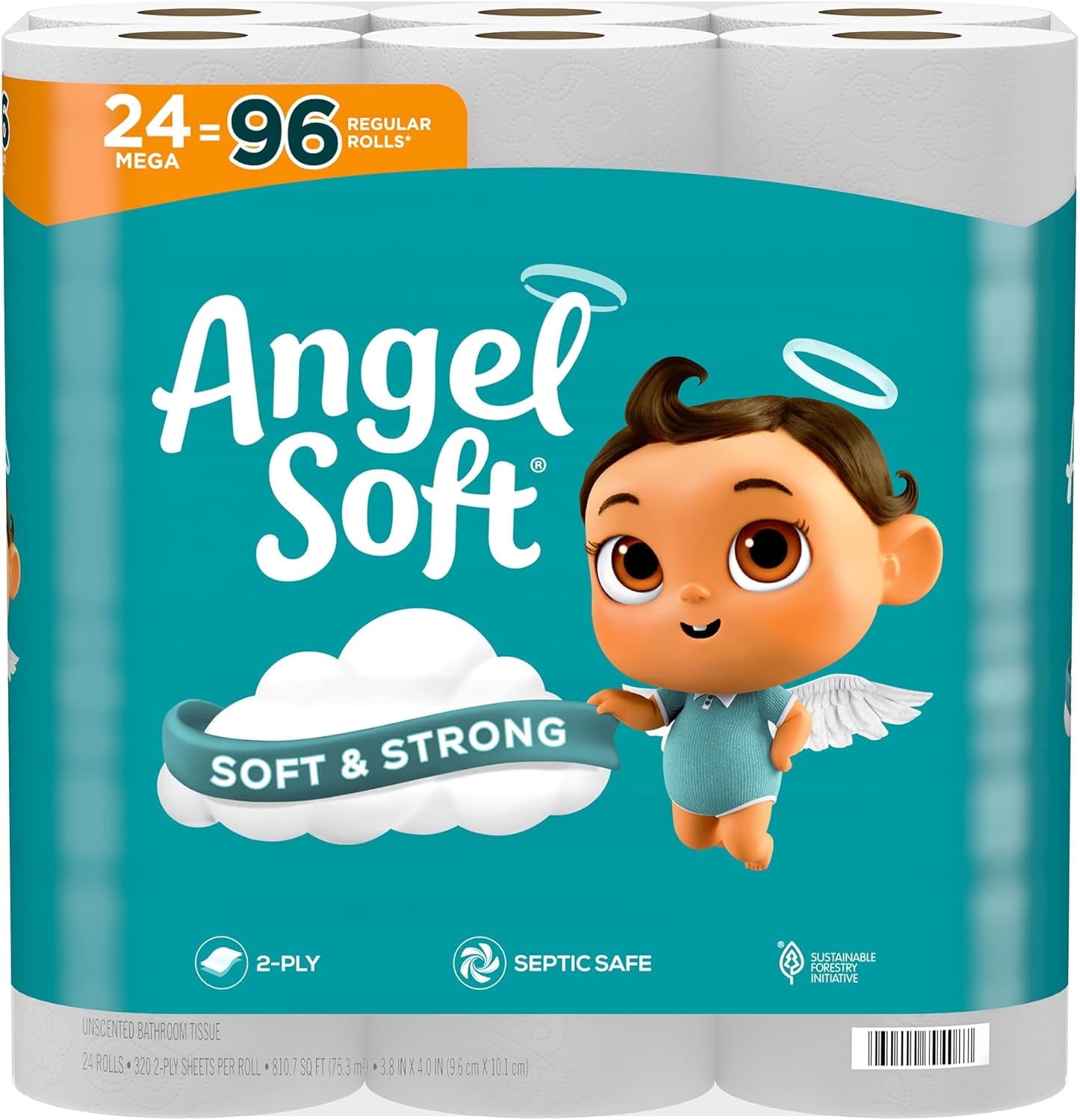 Angel Soft Toilet Paper, 24 Mega Rolls, 96 Regular Rolls Equivalent ...