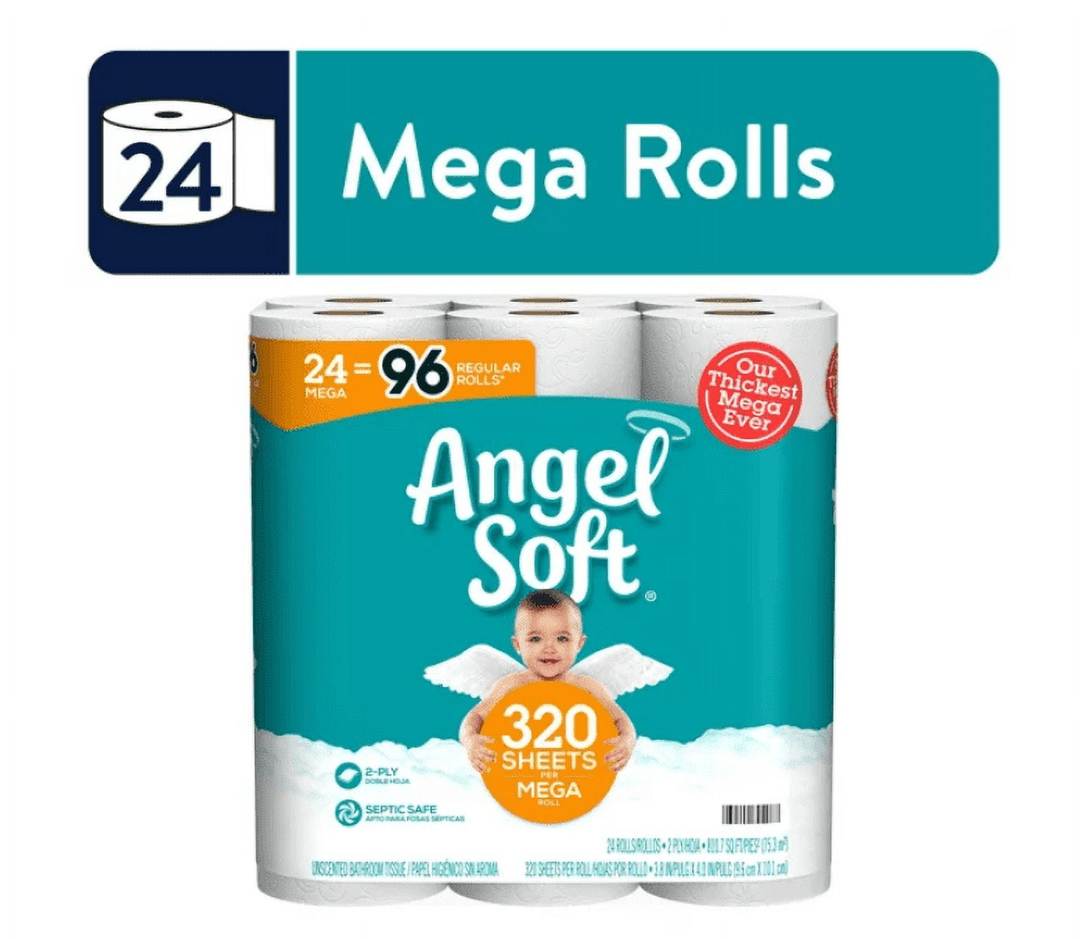 Angel Soft Toilet Paper; 24 Mega Rolls - Walmart.com