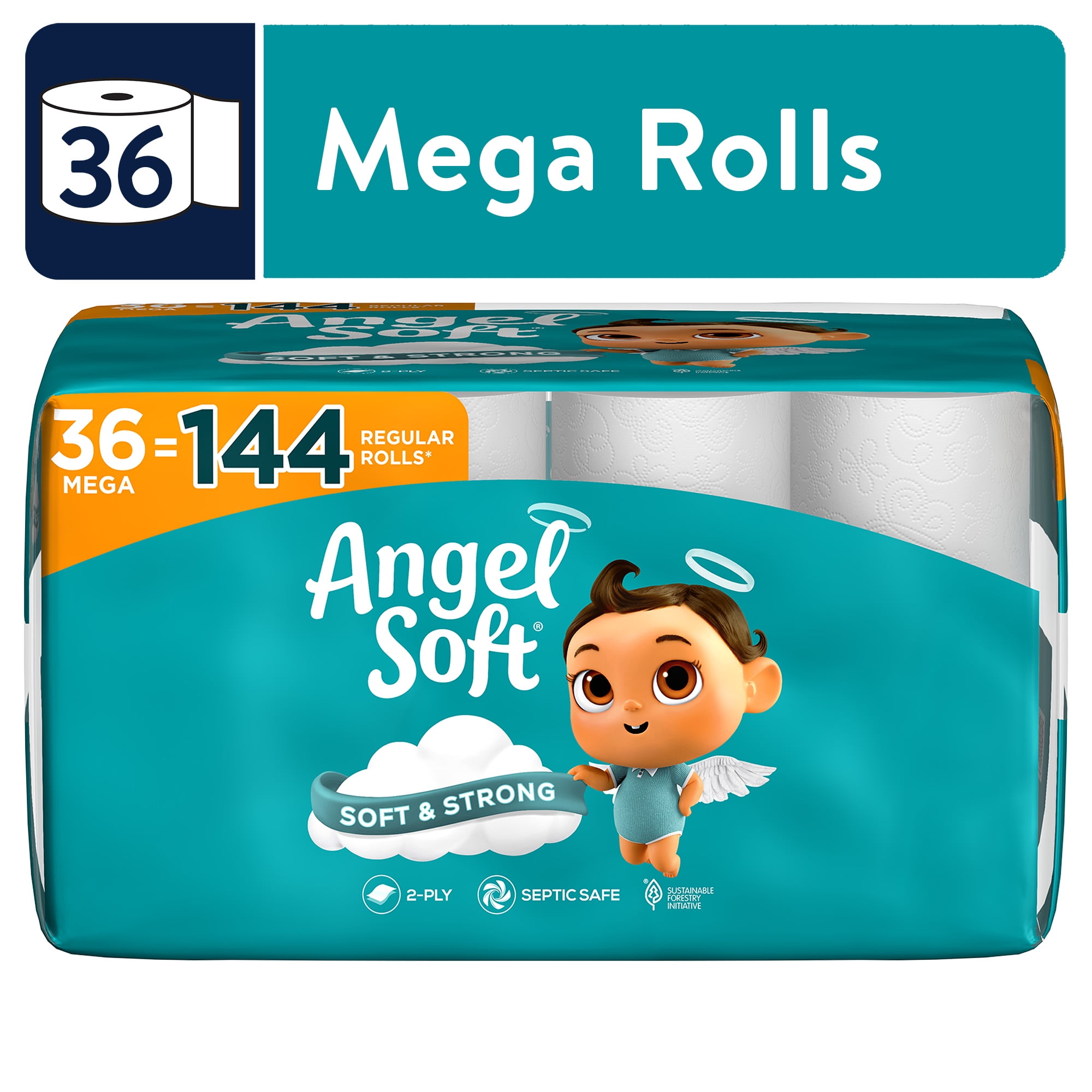 Angel Soft Toilet Paper, 36 Mega Rolls, 2-Ply Toilet Tissue - Walmart.com